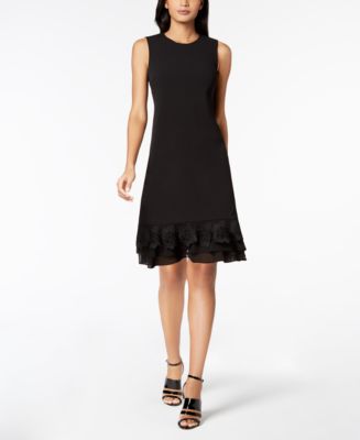 Calvin Klein Lace-Flower A-Line Dress - Macy's