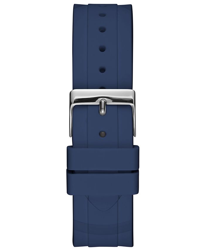 GUESS Iconic Logo Light Blue Silicone Strap Watch 42mm - Macy's