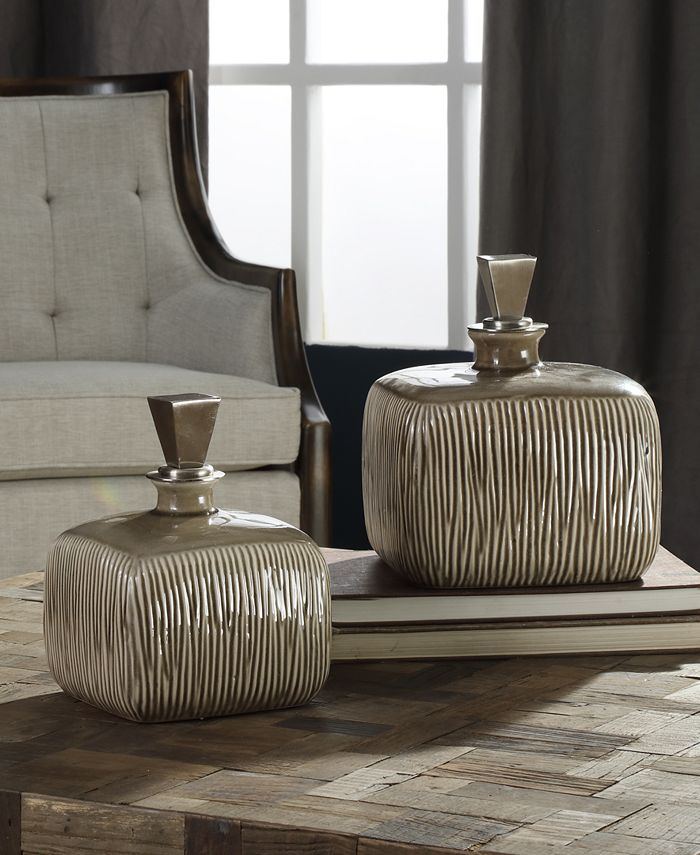 Uttermost Cayson 2-Pc. Ribbed Ceramic Bottle Set - Macy's