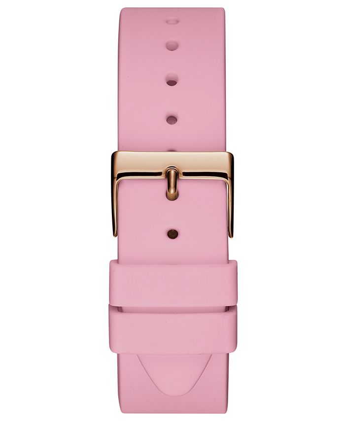 GUESS Women's Pink Silicone Strap Watch 40mm - Macy's