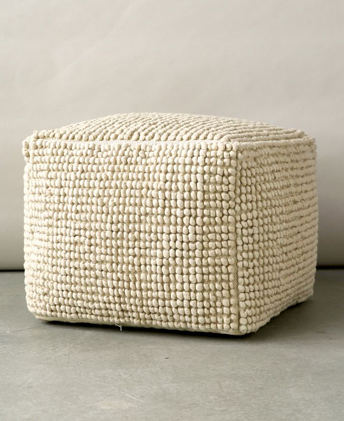 Bloomingville 24" Square Wool Pouf - Macy's