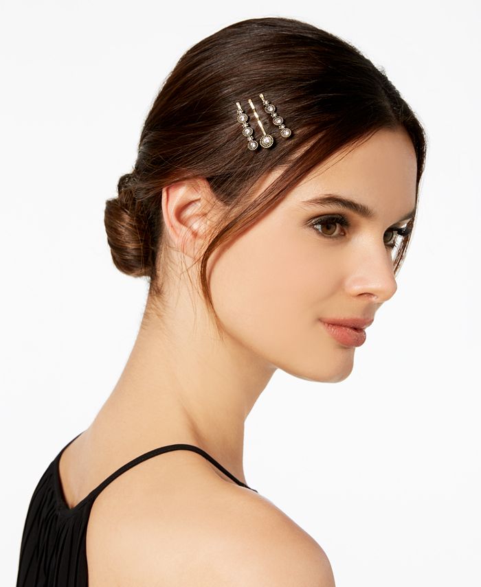 INC International Concepts I.N.C. Gold-Tone 3-Pc. Set Crystal Hair Pins ...