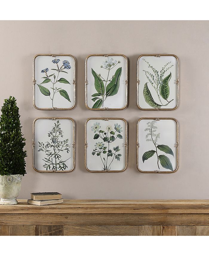 Uttermost Blue Floral Art Collection 6-Pc. Wall Art Set - Macy's