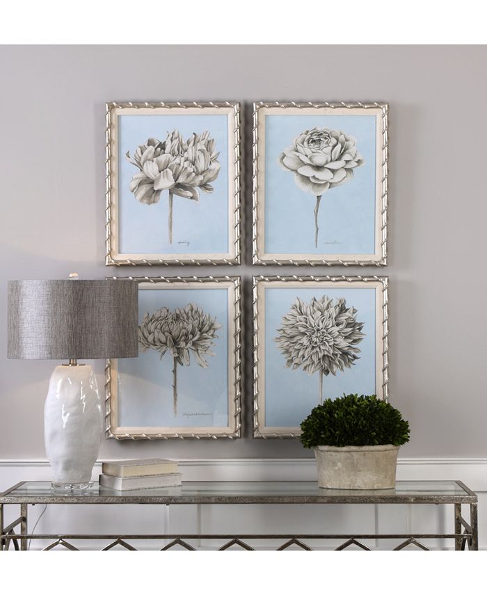 Uttermost Graphite Botanical Study 4-Pc. Floral Print Set - Macy's