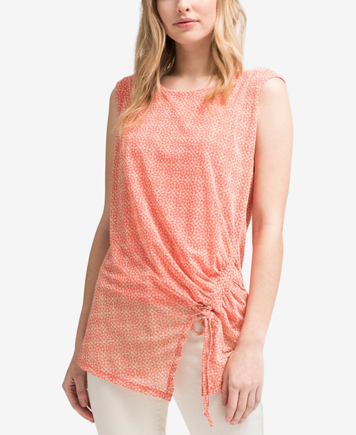 DKNY Printed Ruched Top - Macy's