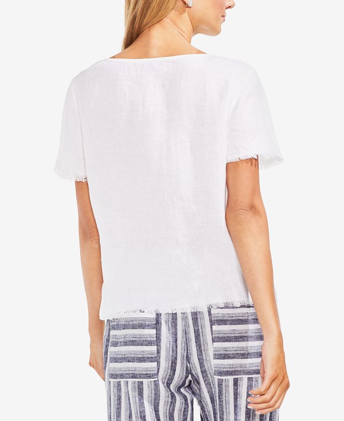 Vince Camuto Frayed Linen Top - Macy's