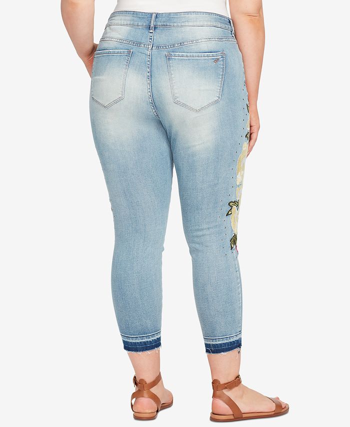 WILLIAM RAST Plus Size Embroidered Skinny Ankle Jeans - Macy's