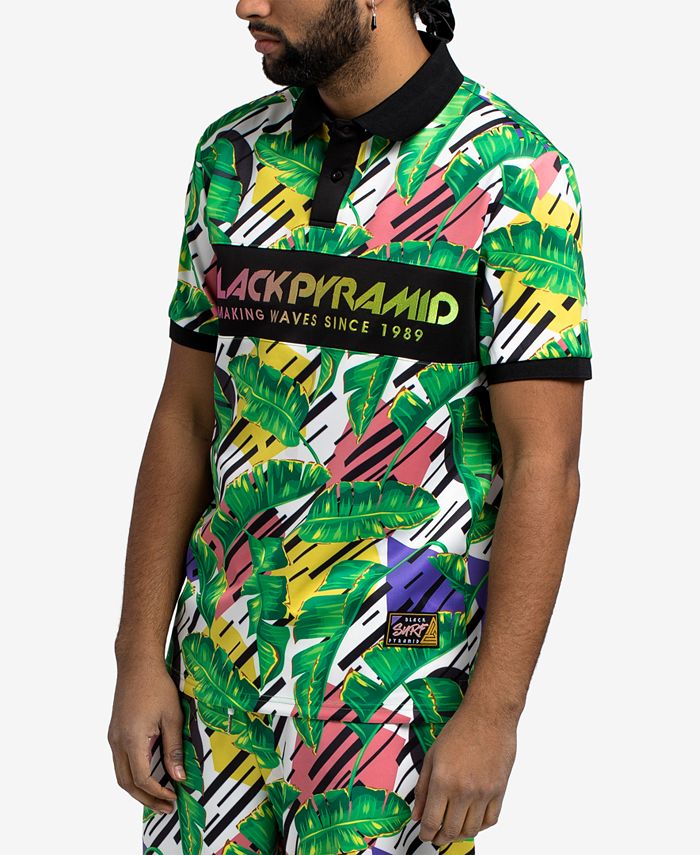 Black Pyramid Men's Leaf-Print Polo - Macy's