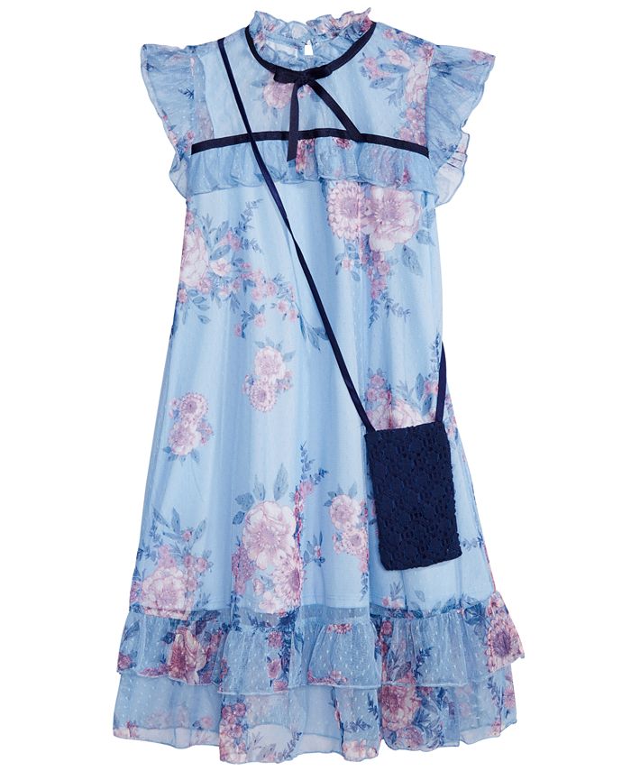 Beautees Big Girls 2-Pc Floral-Print Dress & Crochet Purse Set - Macy's