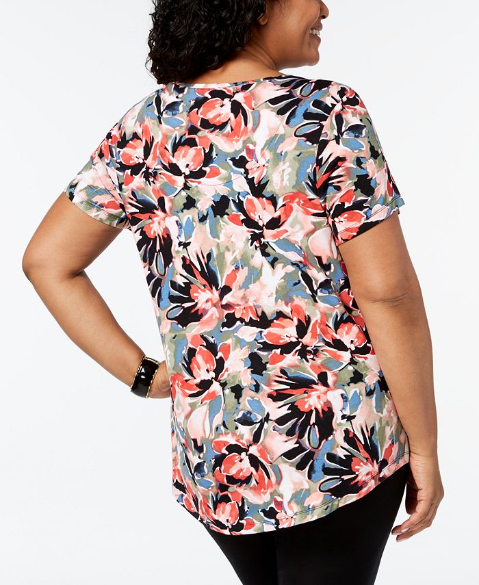 JM Collection Plus Size Floral-Print Top, Created for Macy's - Macy's