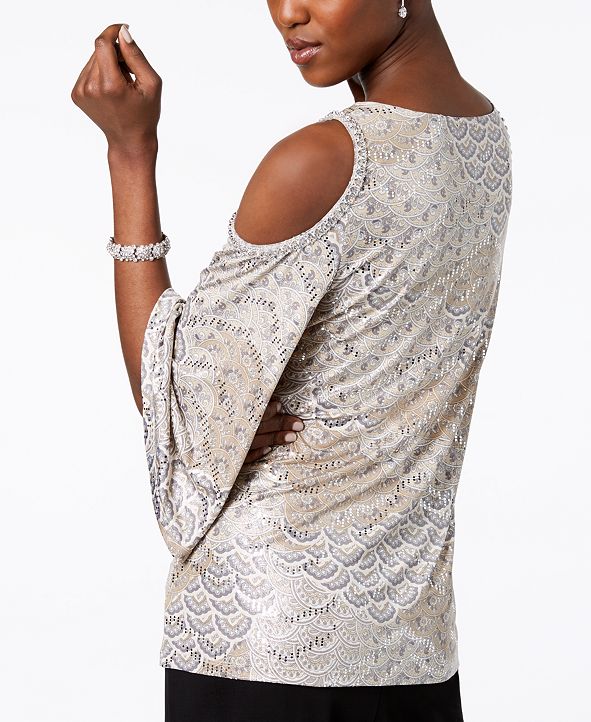 MSK Rhinestone-Embellished Cold-Shoulder Top & Reviews - Tops - Women ...