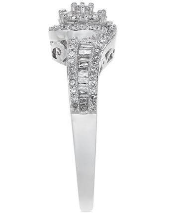 Promised Love Diamond Halo Promise Ring in Sterling Silver (1/2 ct. t.w ...