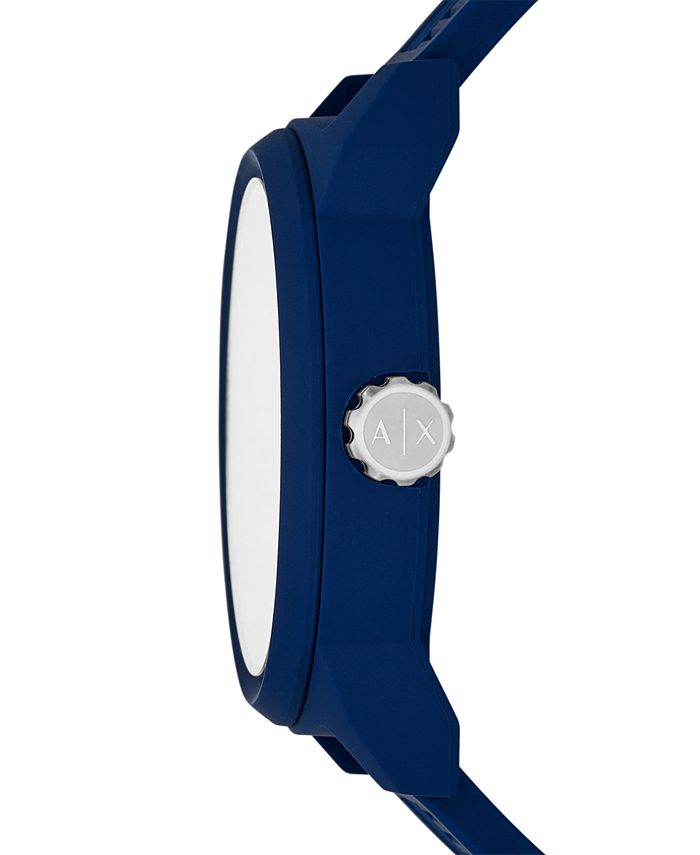 A|X Armani Exchange Men's Blue Silicone Strap Watch 46mm - Macy's
