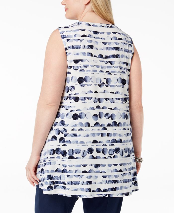 Alfani Plus Size Printed Split-Neck Tunic, Created for Macy's - Macy's