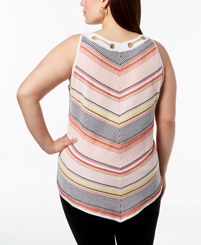 Belldini Plus Size Chain-Link-Trim Sweater Tank - Macy's
