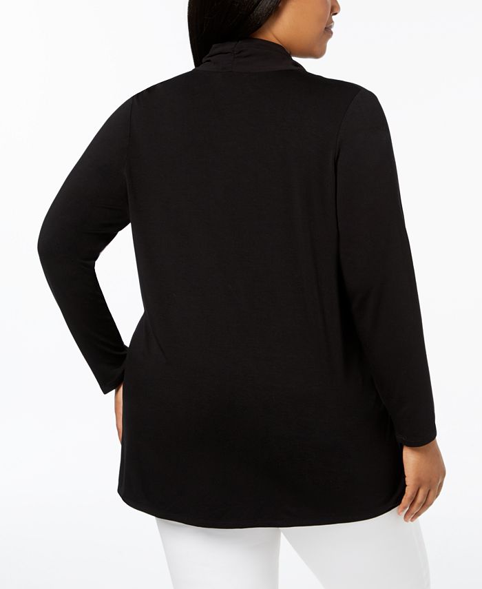 Calvin Klein Plus Size Open-Front Chiffon-Detail Cardigan - Macy's