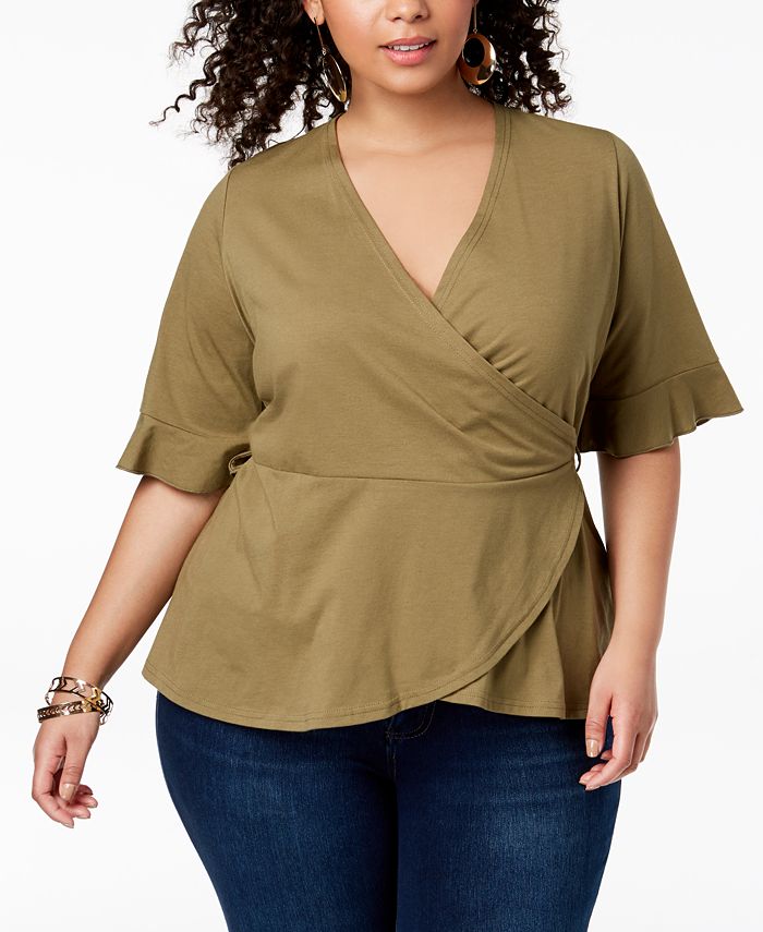 Say What? Trendy Plus Size Wrap Top - Macy's