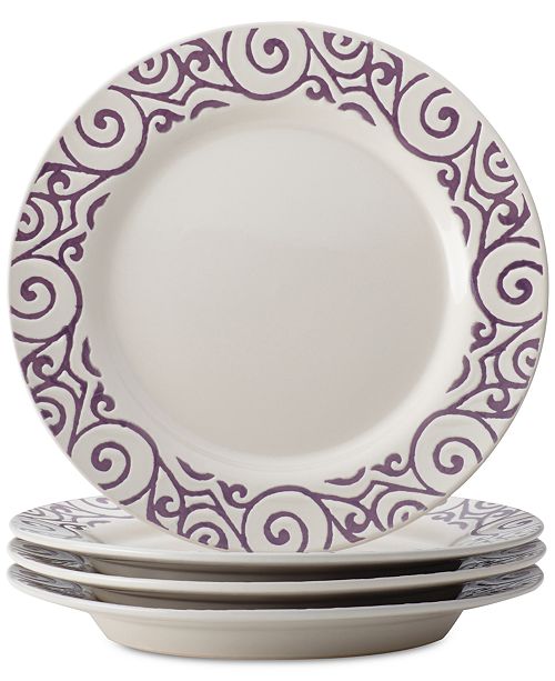 Rachael Ray Lavender Scroll 16-Pc. Dinnerware Set, Service for 4 ...