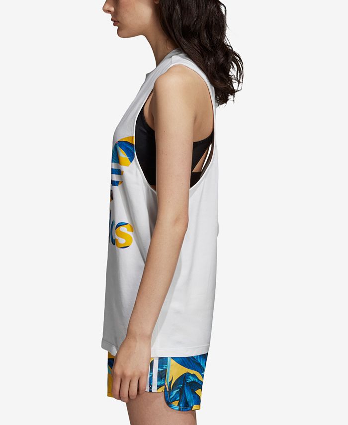 adidas Printed-Logo Racerback Tank Top - Macy's
