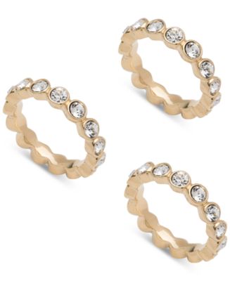 Givenchy 3-Pc. Set Crystal Bezel Stackable Rings - Macy's