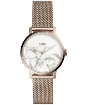 Fossil Women's Neely Pastel Pink-Tone Stainless Steel Mesh Bracelet ...