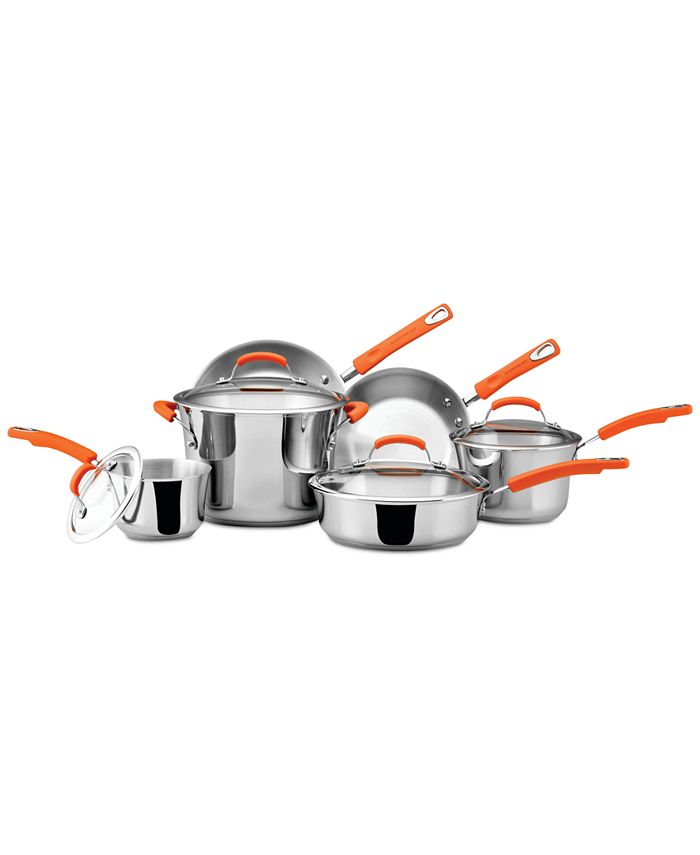 Rachael Ray Classic Brights Stainless Steel 10 Pc Cookware Set Macys