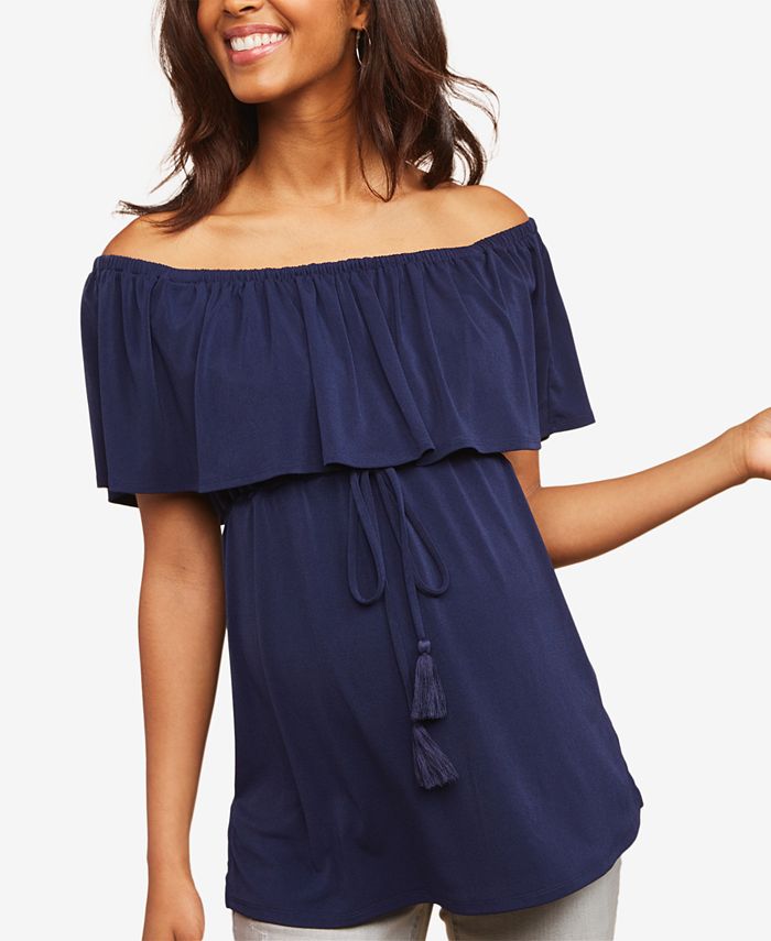 Motherhood Maternity Ruffled Off-The-Shoulder Blouse - Macy's