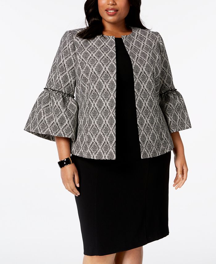 Kasper Plus Size Printed Bell-Sleeve Jacket - Macy's