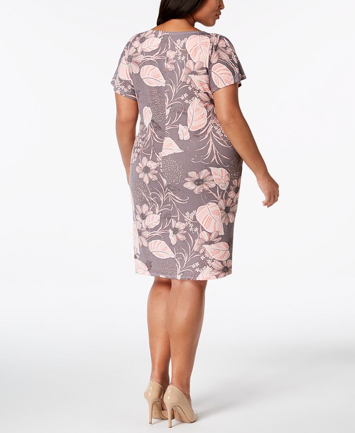 Robbie Bee Plus Size Printed Faux Wrap Dress Macys