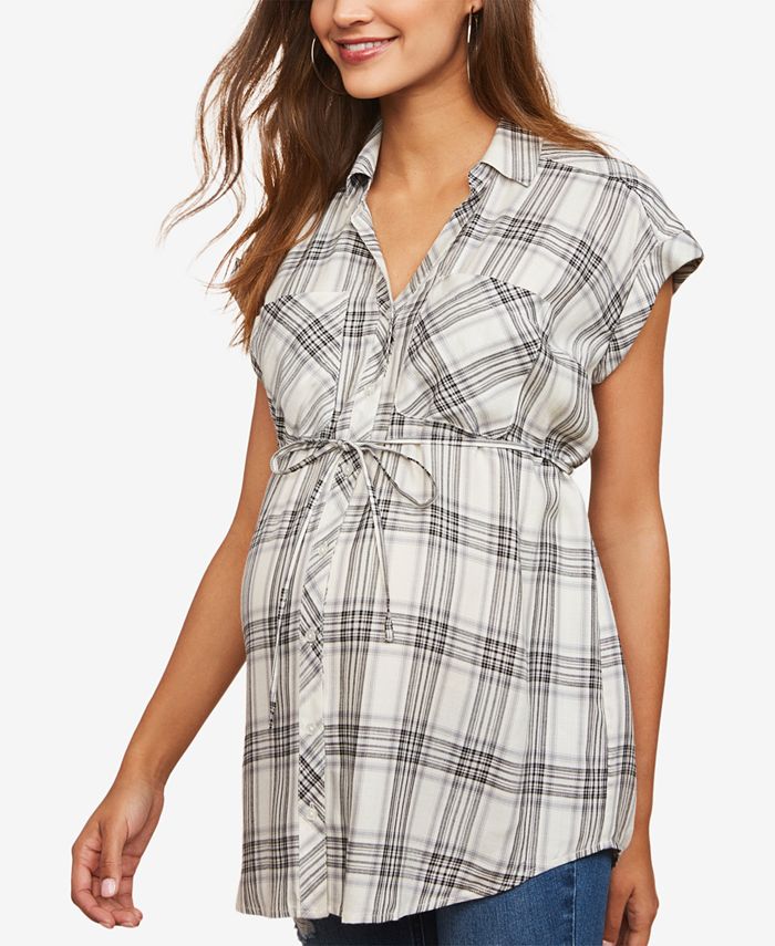 Motherhood Maternity Plaid Button-Front Shirt - Macy's
