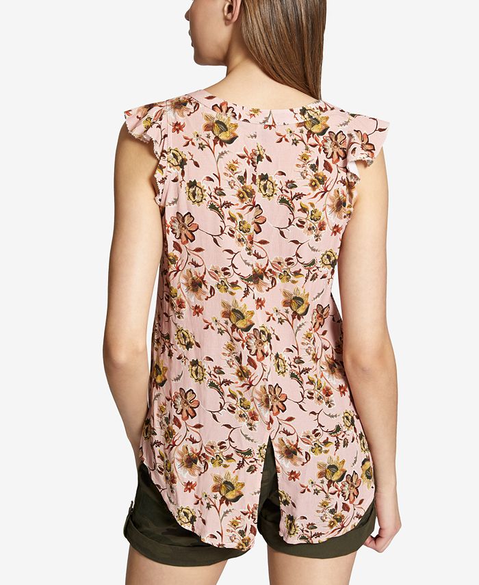 Sanctuary Floral-Print Split-Back Blouse & Reviews - Tops - Women - Macy's