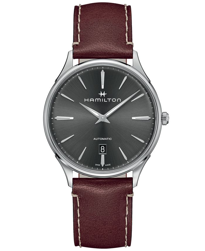 Hamilton Men's Swiss Automatic Jazzmaster Thinline Red Leather Strap ...