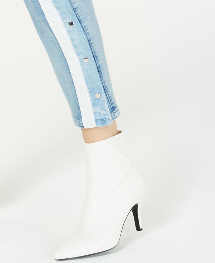 Rewash Juniors' Striped Snap-Side Jeans - Macy's