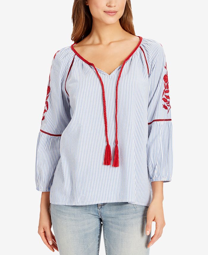 Vintage America Embroidered Peasant Top - Macy's