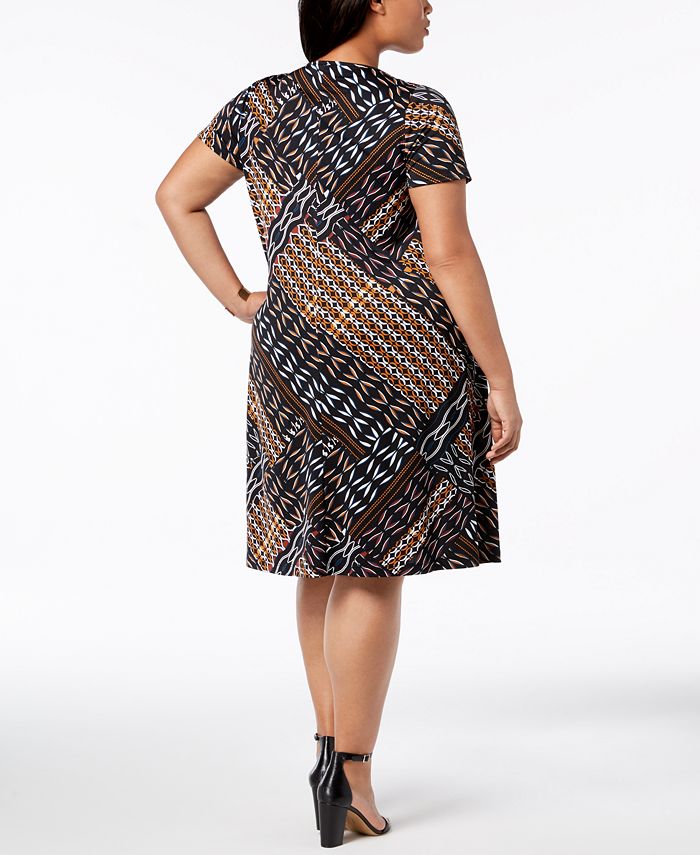 NY Collection Plus & Petite Plus Size Printed Fit & Flare Dress - Macy's