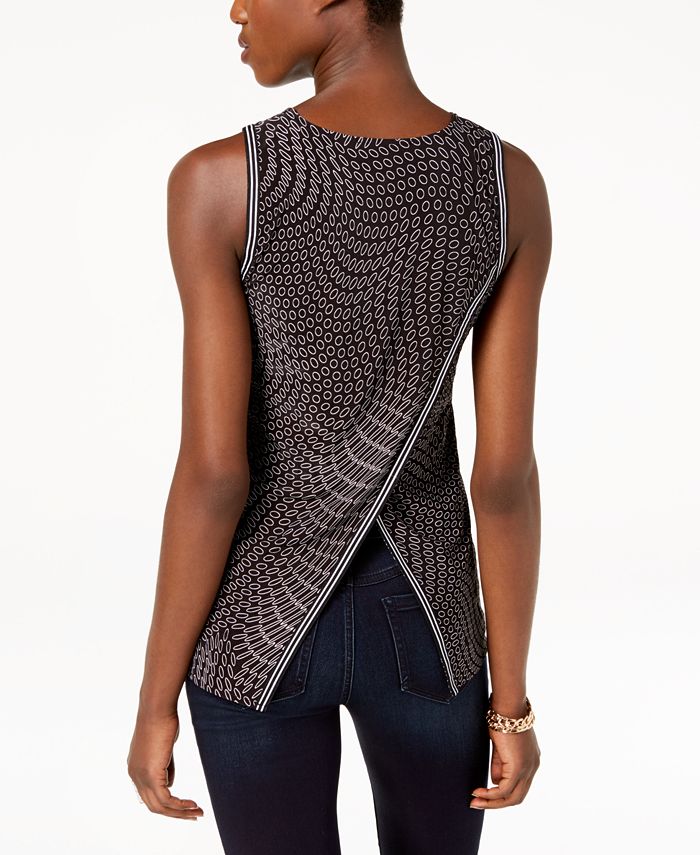 INC International Concepts I.N.C. Mixed-Print Split-Back Top, Created ...