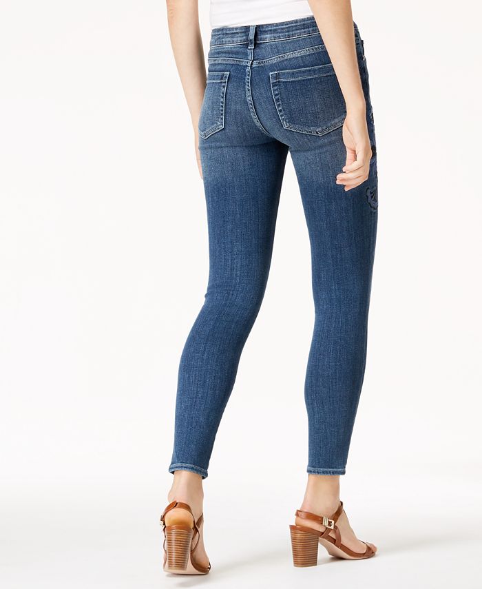 CeCe Floral Embroidered Skinny Jeans - Macy's