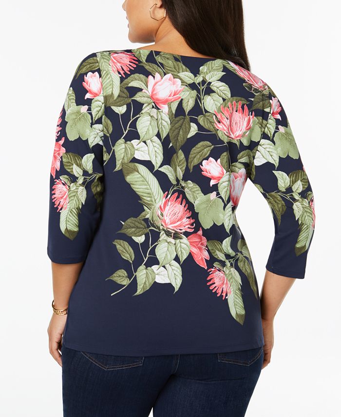 Charter Club Plus Size Floral-Print Top, Created for Macy's - Macy's