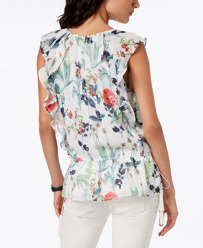 Tommy Hilfiger Printed Ruffled Top, Created for Macy's - Macy's