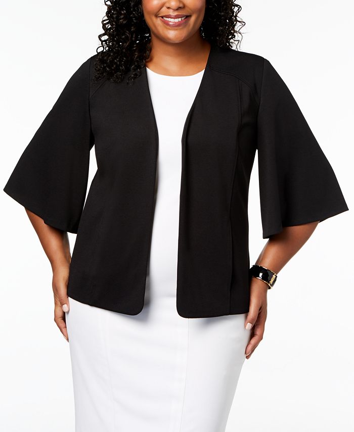 Nine West Plus Size Flounce-Sleeve Blazer - Macy's