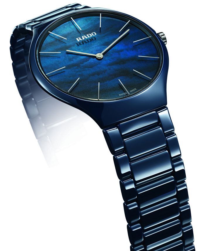 Rado Women's Swiss True Thinline Blue High-tech Ceramic Bracelet Watch ...