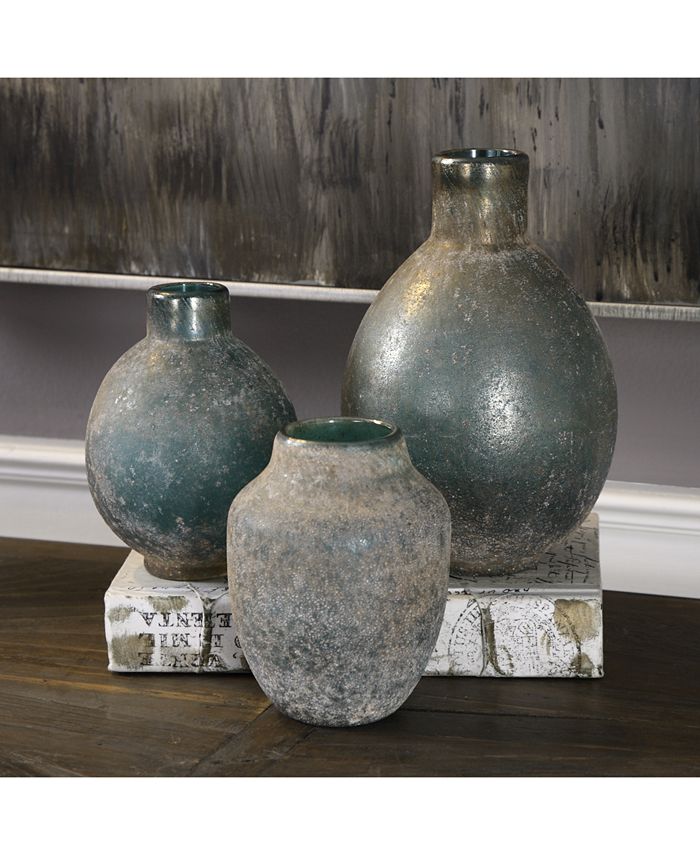 Uttermost Mercede Weathered Blue-Green Vases, Set of 3 - Macy's