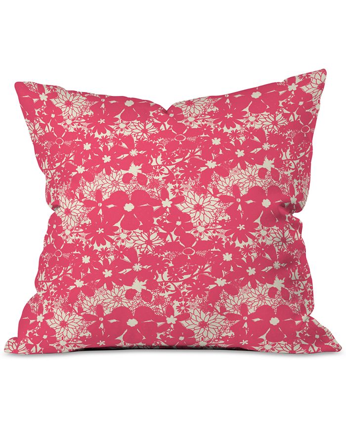 Deny Designs Joy Laforme Floral Rainforest In Coral Pink Throw Pillow ...