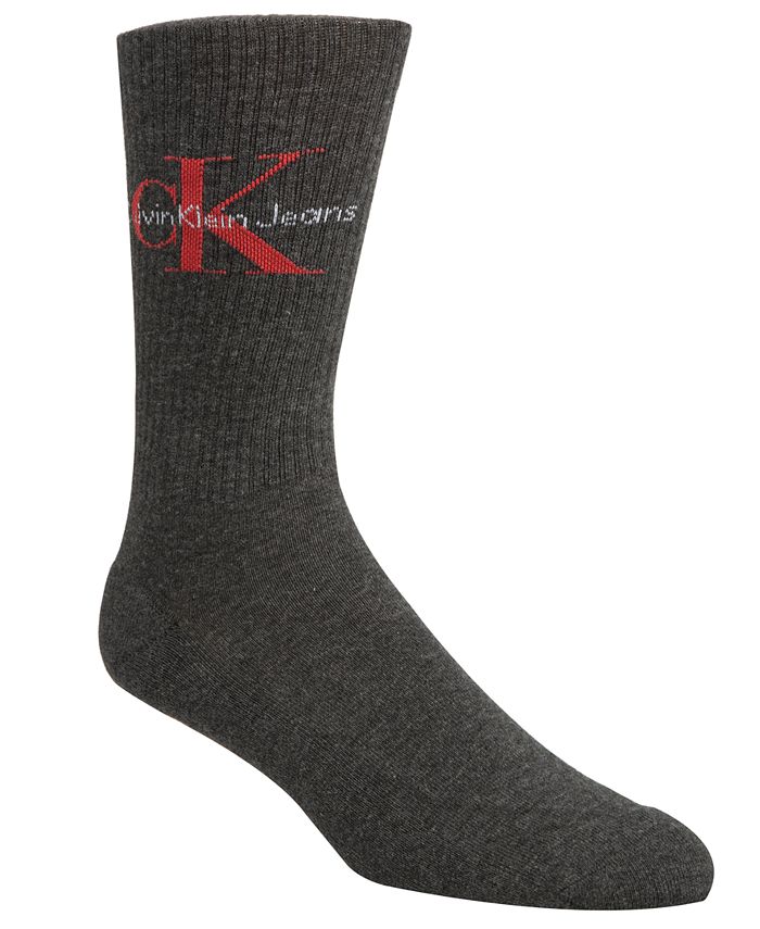 Calvin Klein Men's Ribbed Logo Crew Socks - Macy's