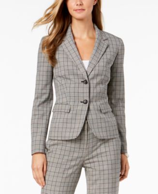 Nine West Two-Button Plaid Jacket - Macy's