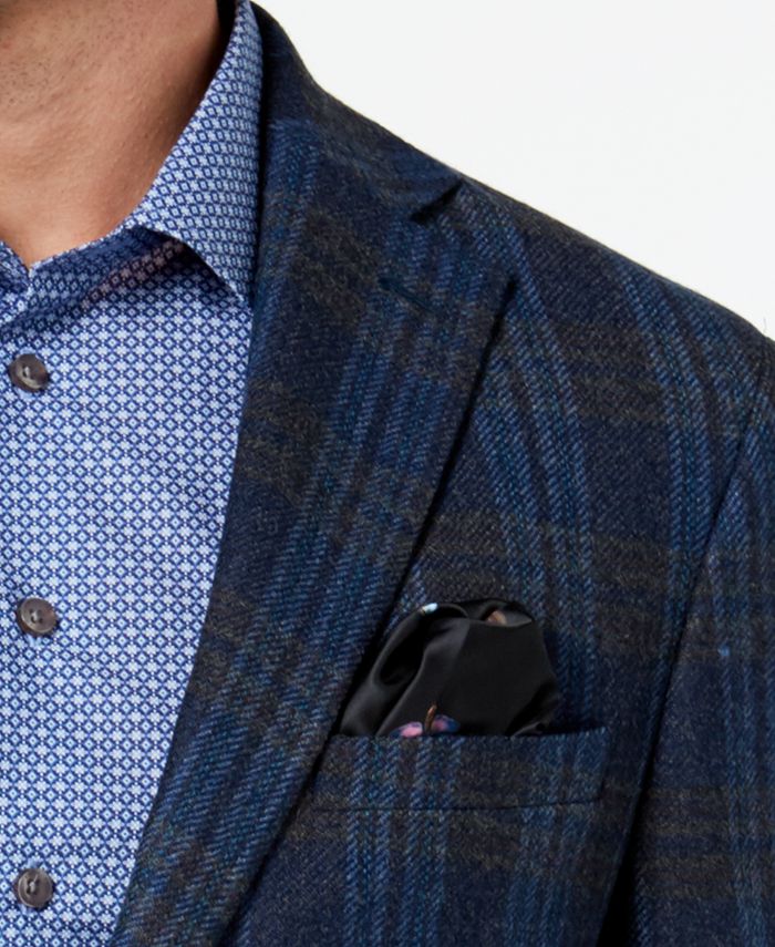 Tallia Men's Slim-Fit Blue Plaid Sport Coat - Macy's