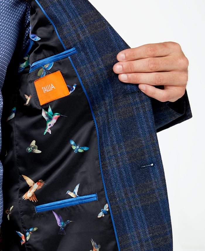 Tallia Men's Slim-Fit Blue Plaid Sport Coat - Macy's
