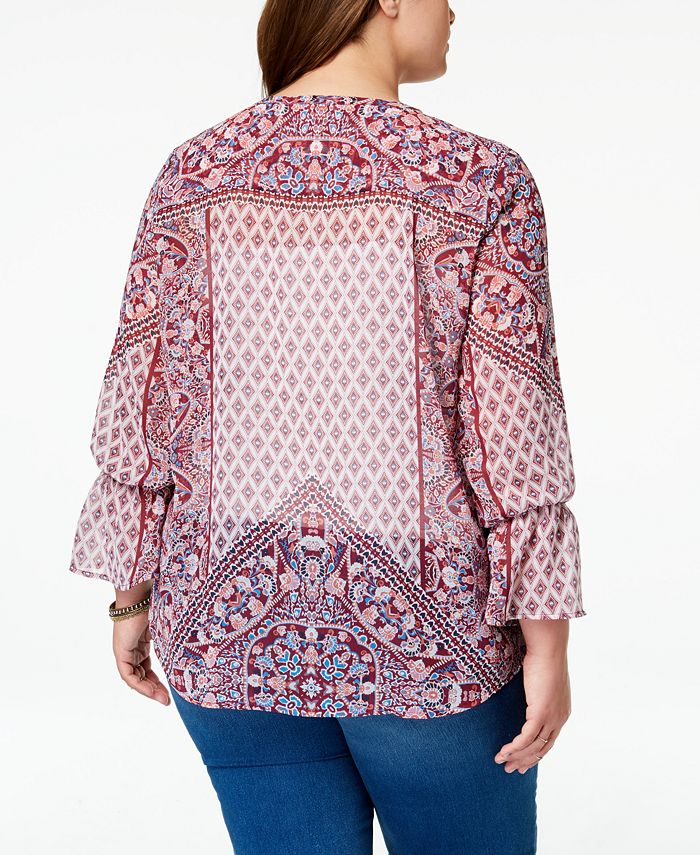 Style And Co Plus Size Mixed Print Peasant Top Created For Macys Macys