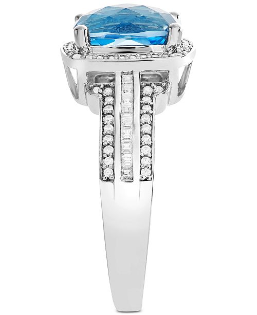 Macy's Blue Topaz (2-1/3 ct. t.w.) & Diamond (1/3 ct. t.w.) Ring in 14k ...