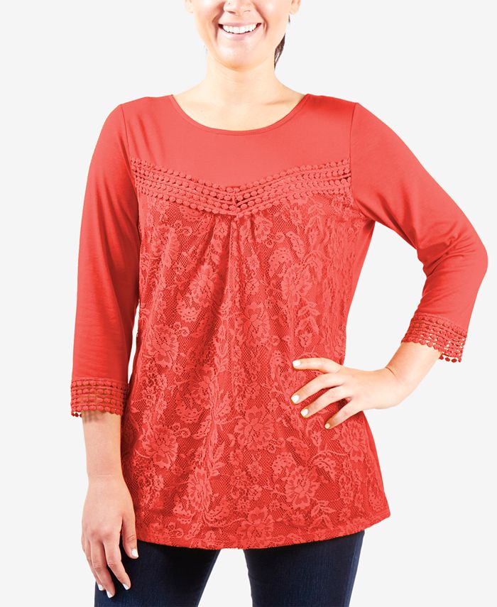 NY Collection Lace-Front Top - Macy's